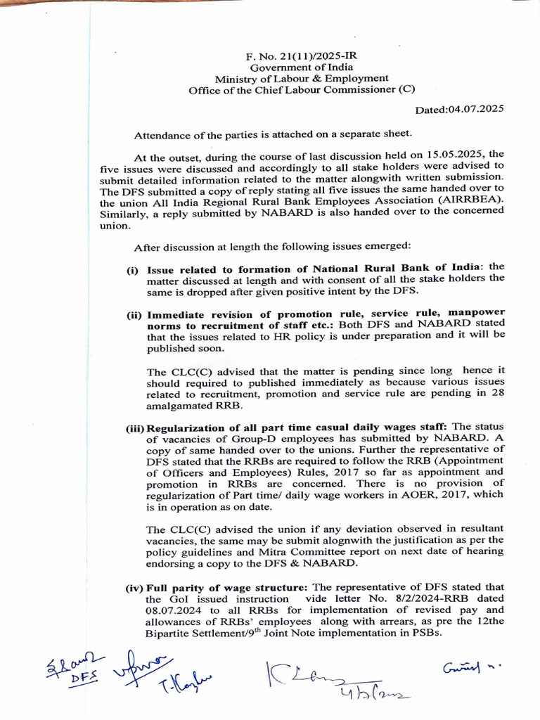 AIRRBEA Conciliation Meeting Outcomes | PDF | Labor | Labor Relations