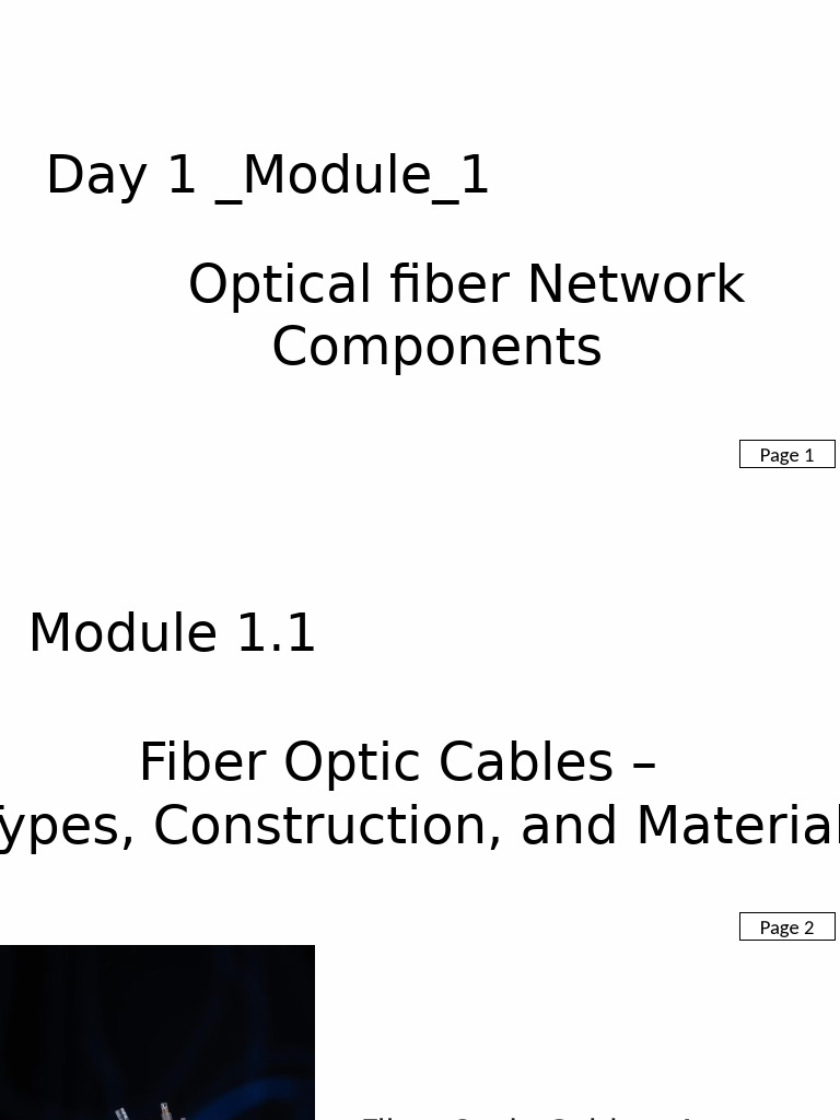 Day - 1 - Module - 1 - Optical Fiber Network Component | PDF | Optical ...