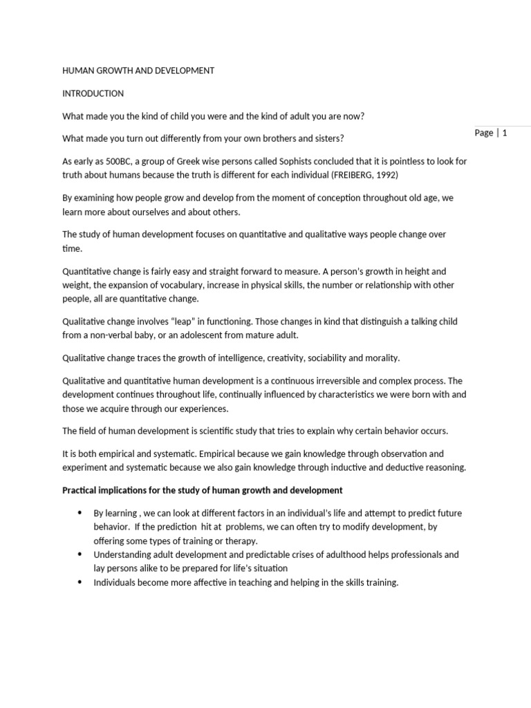 Understanding Human Growth Stages | PDF | Heredity | Nature Versus Nurture