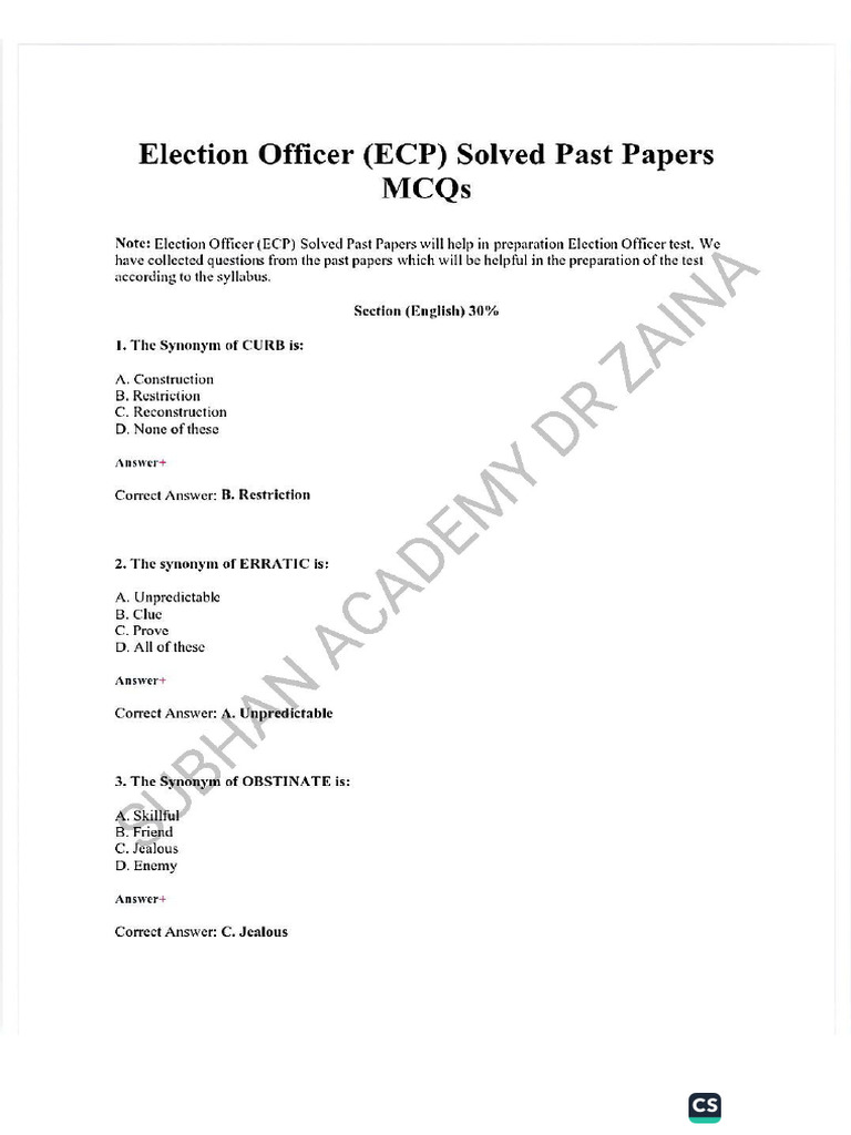 ECP Past Paper | PDF