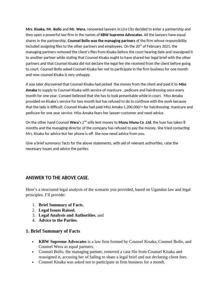 Legal Issues in KBW Supreme Advocates | PDF | Partnership | Employment