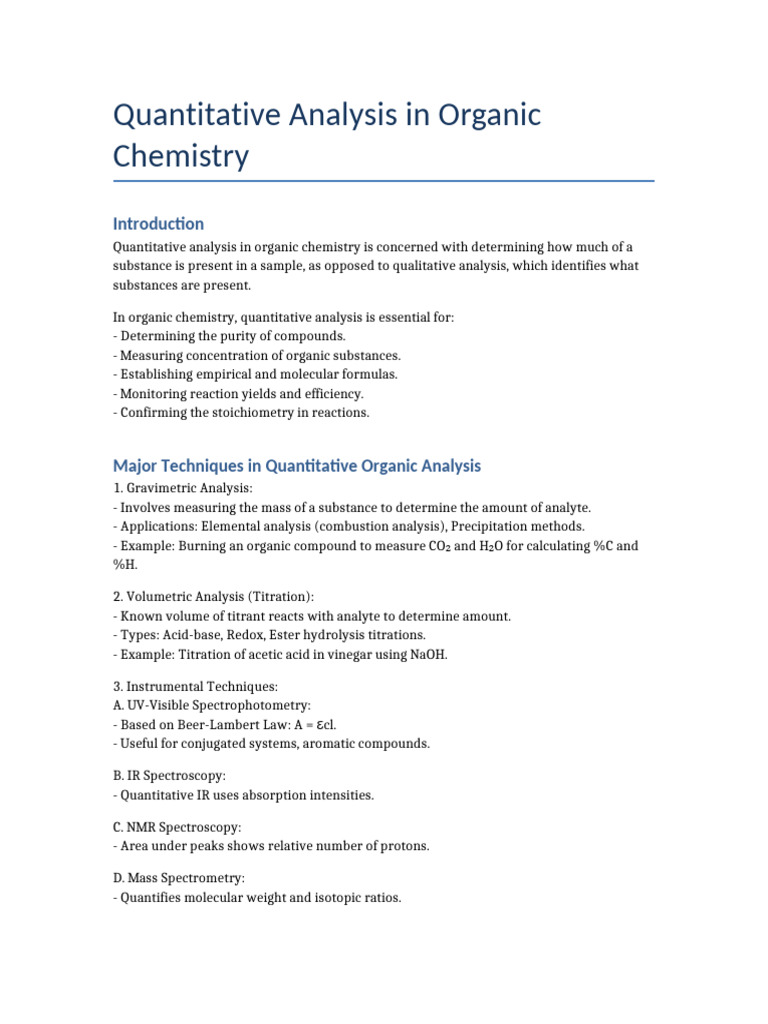 Quantitative Analysis in Organic Chemistry | PDF | Titration | Chemistry