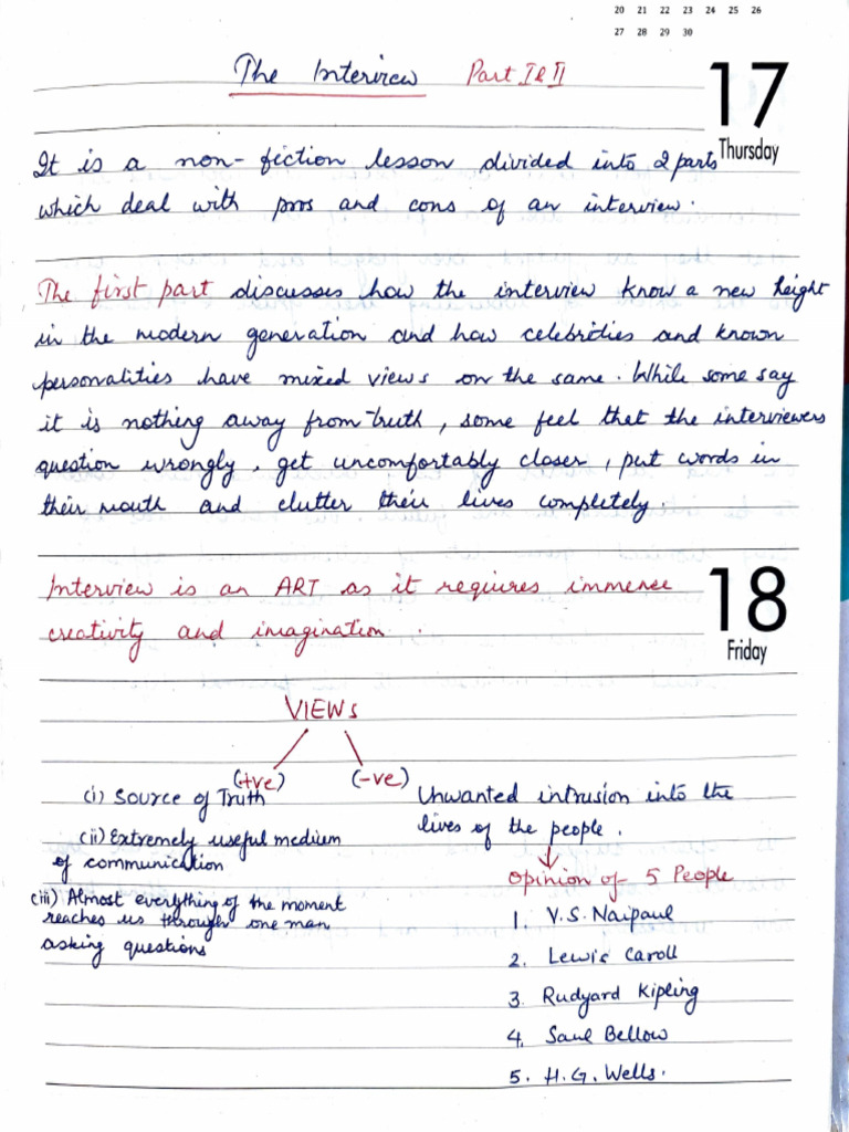 The Interview (Imp. Points) | PDF