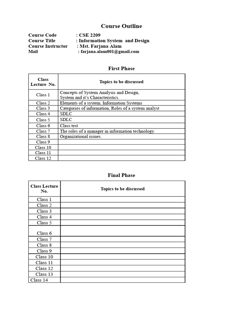 Information System Design Course Outline | PDF