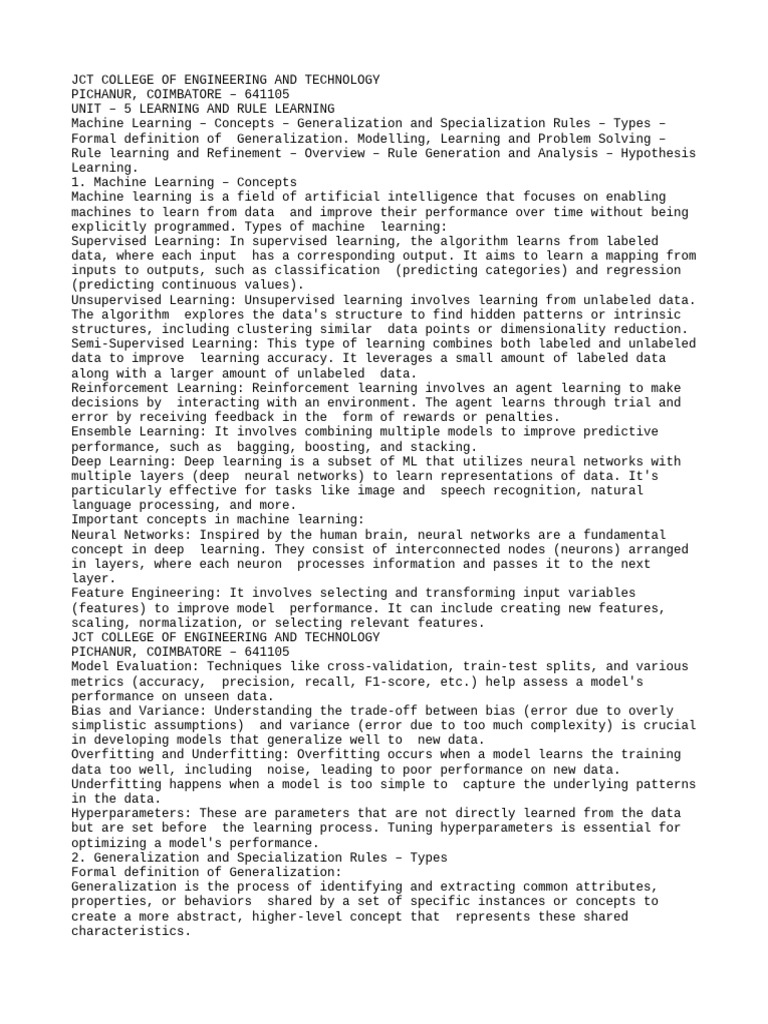 Unit-5 (1) | PDF | Machine Learning | Hypothesis