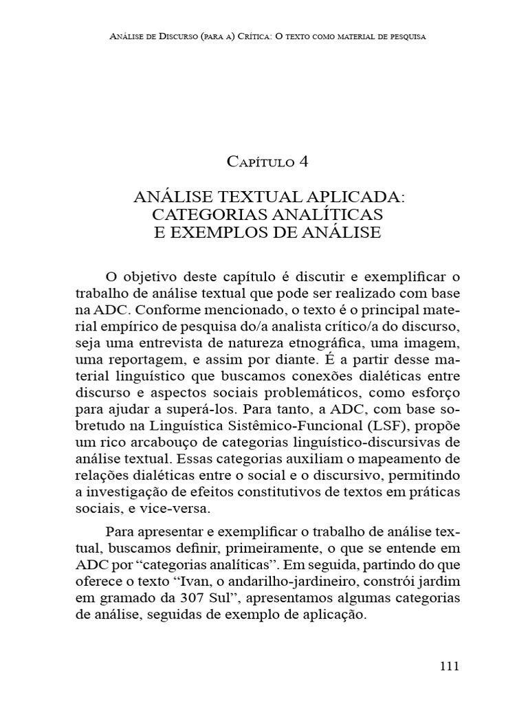 Cap4+Glossario ADC Otexto Como Material de Pesquisa | PDF | Discurso | Ideologias