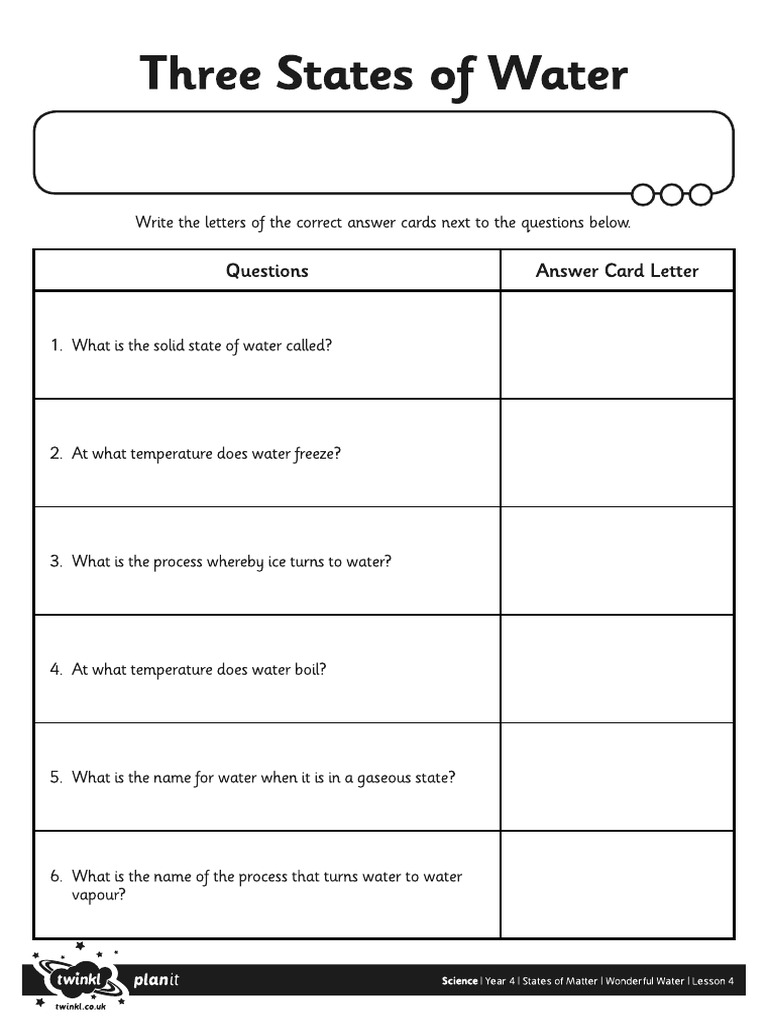 Activity Sheet Three States of Water | PDF