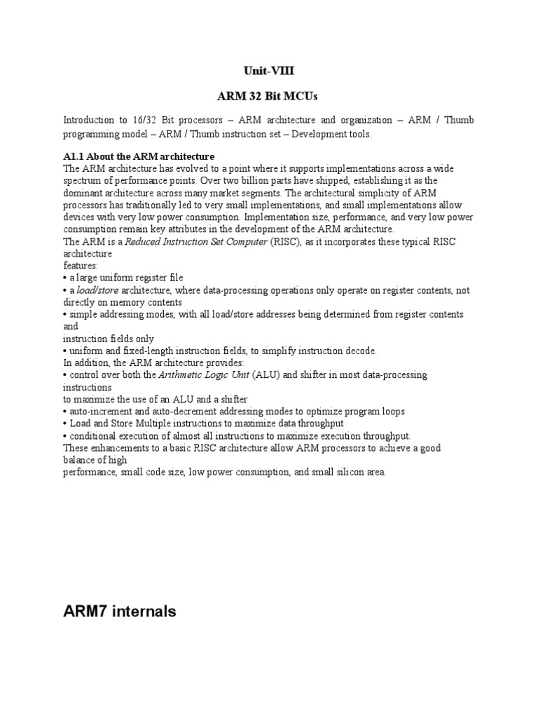 Unit-8 MPMC | PDF | Arm Architecture | Instruction Set