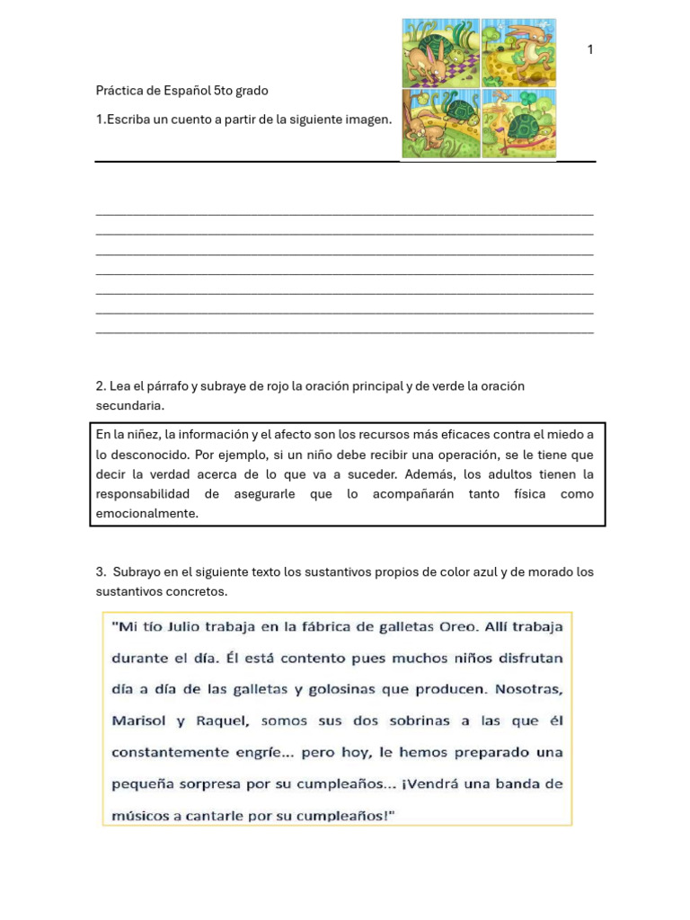 Prácticas de Español para 5to Grado | PDF | Adjetivo | Información