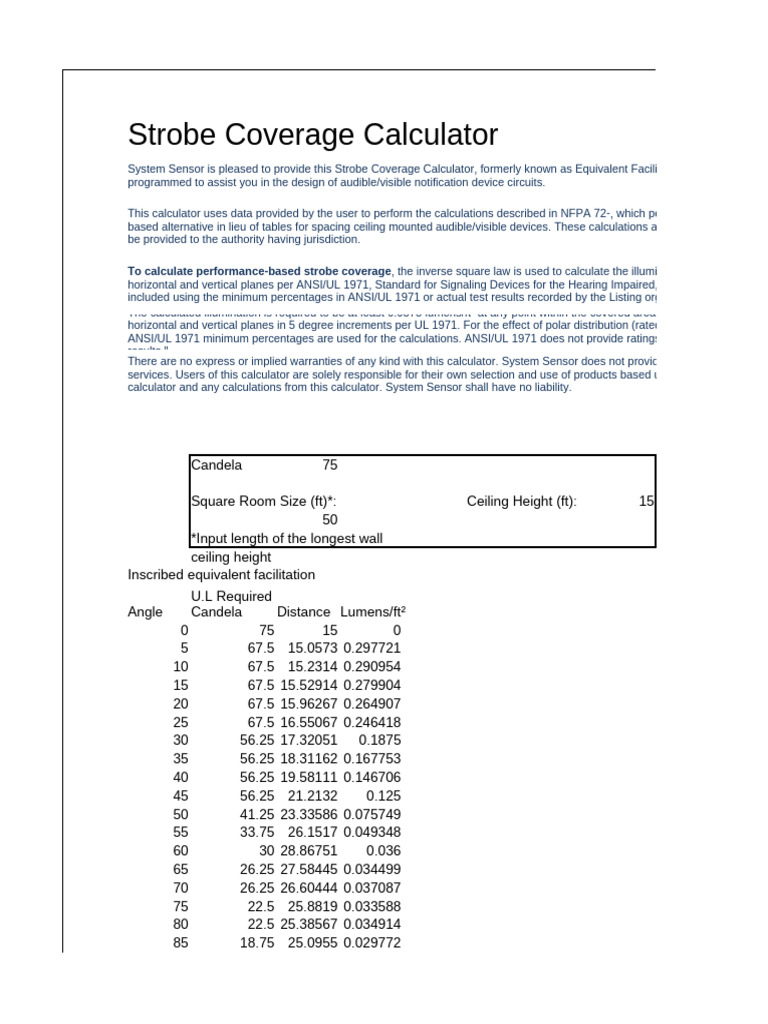 Strobe Coverage Calculator Guide | PDF | Lighting