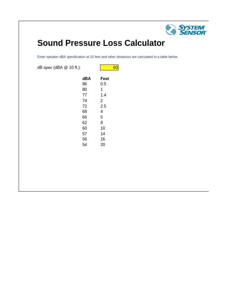 Sound Pressure Loss Calculator | PDF