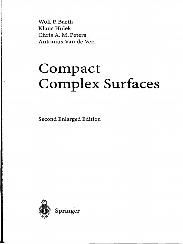 Complex Surfaces: Second Edition Overview | PDF | Algebraic Topology ...