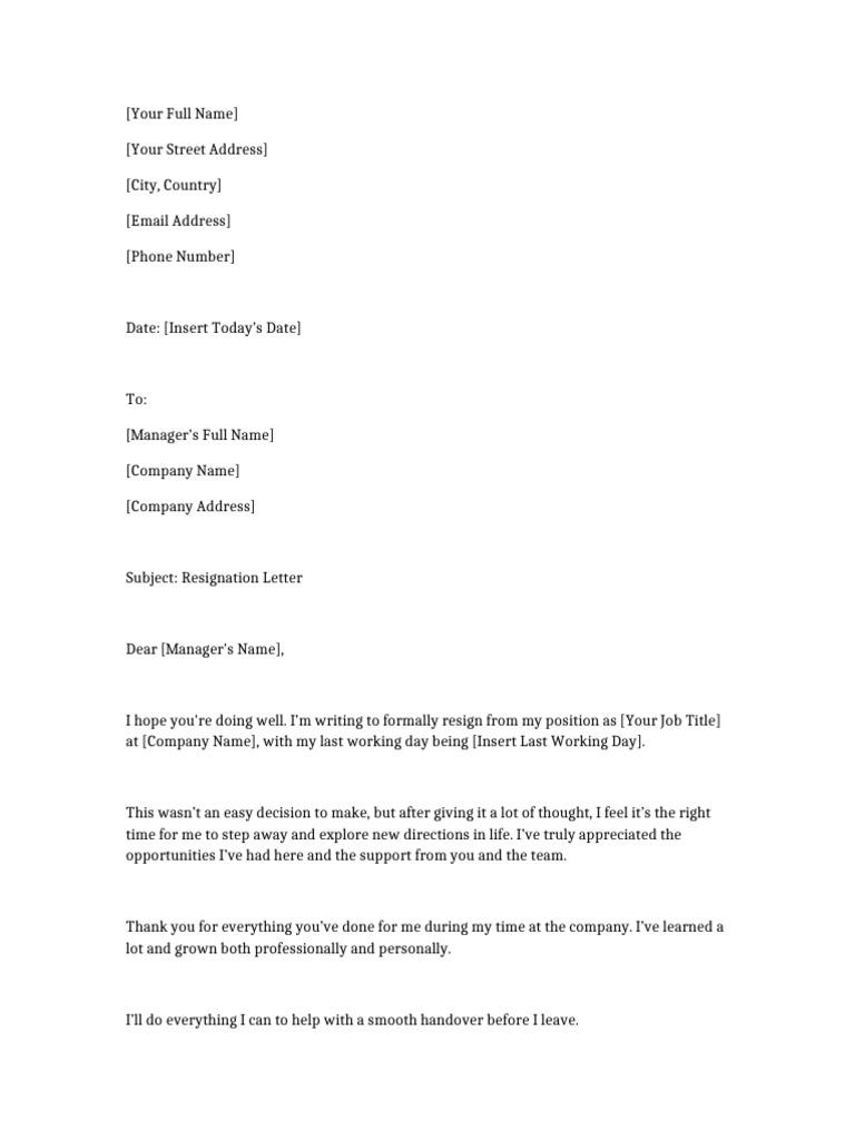 Resignation Letter Template | PDF