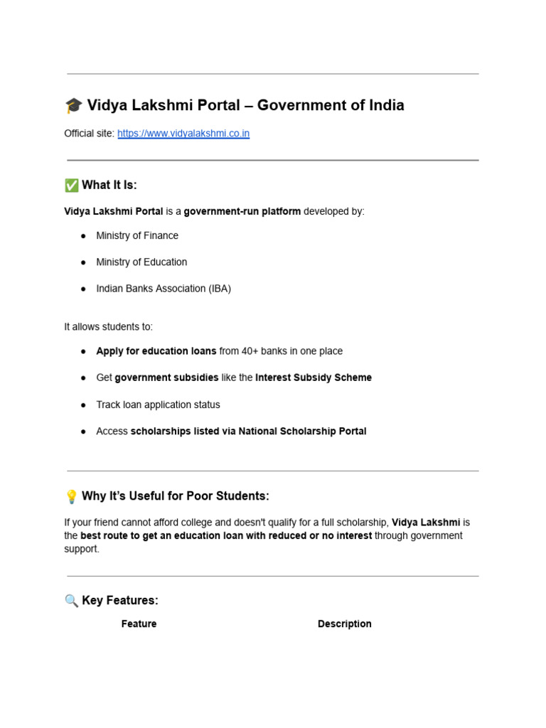 Vidya Lakshmi Portal: Education Loan Guide | PDF | Financial Services ...