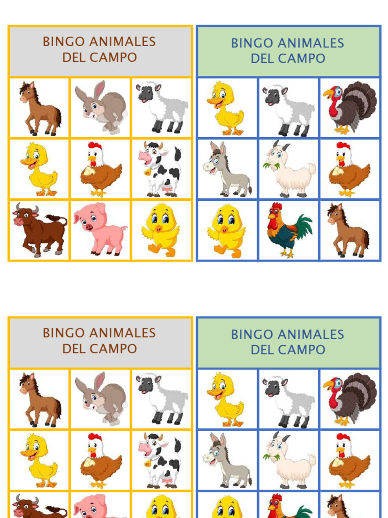 Bingo de Animales: Campo, Selva y Mar | PDF