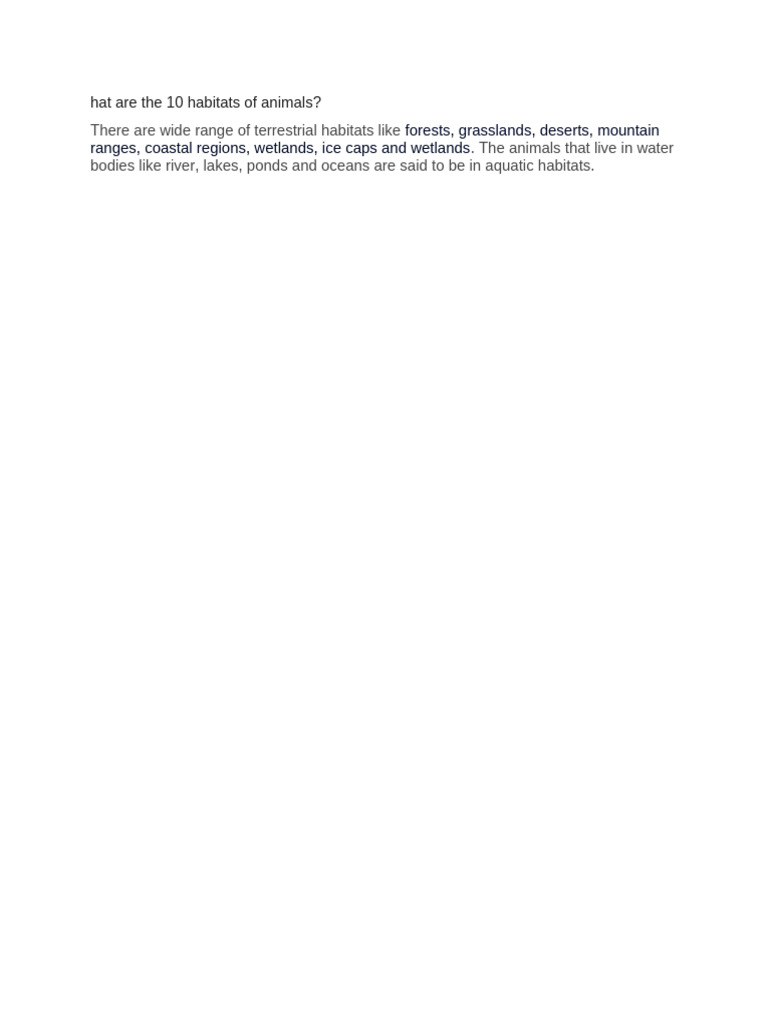 Animals and Habbits | PDF