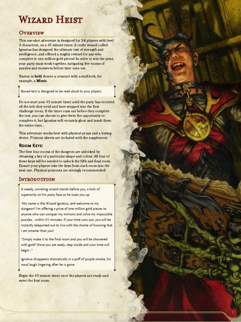 Wizard Heist: Timed Dungeon Adventure | PDF