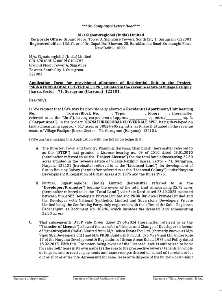 Cloverdale SPR Application Form_1A4_11.06.2025 | PDF | Taxes | Cheque