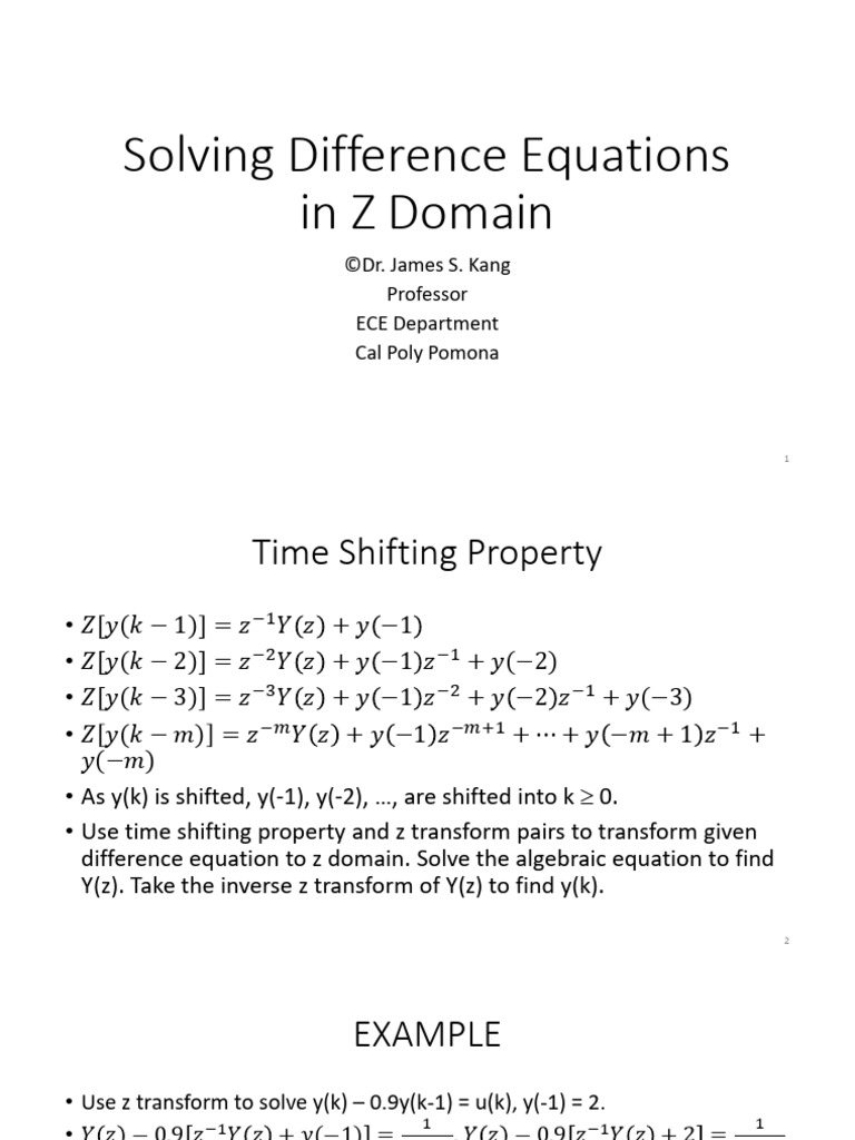 Solving Difference Equations in Z Domain | PDF | Functions And Mappings | Mathematical Objects