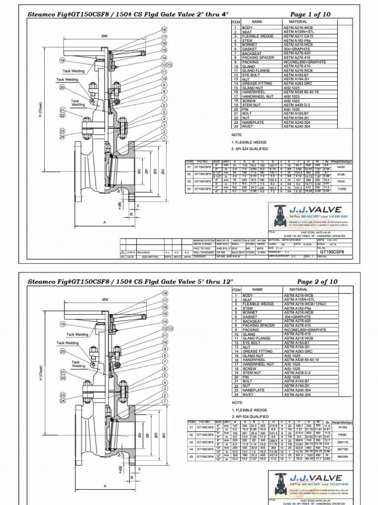 Steamco GT150CSF8 Gate Valve Specs | PDF | Valve | Screw