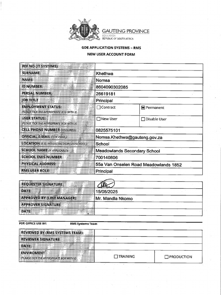 Rms User Request Form-05152025131819 | PDF