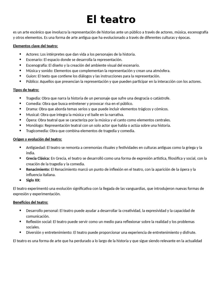 Elementos y tipos del teatro moderno | PDF | Teatro | Entretenimiento