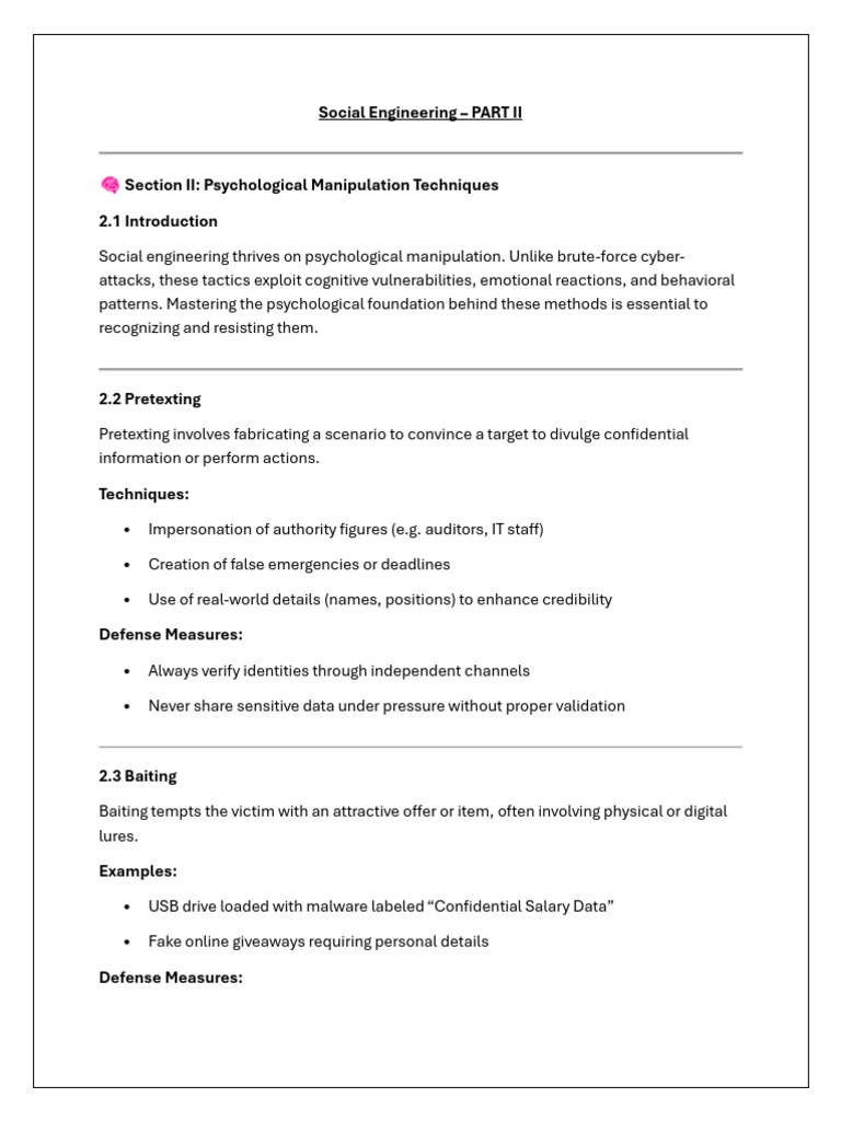 Social Engineering Techniques Overview | PDF | Social Engineering ...
