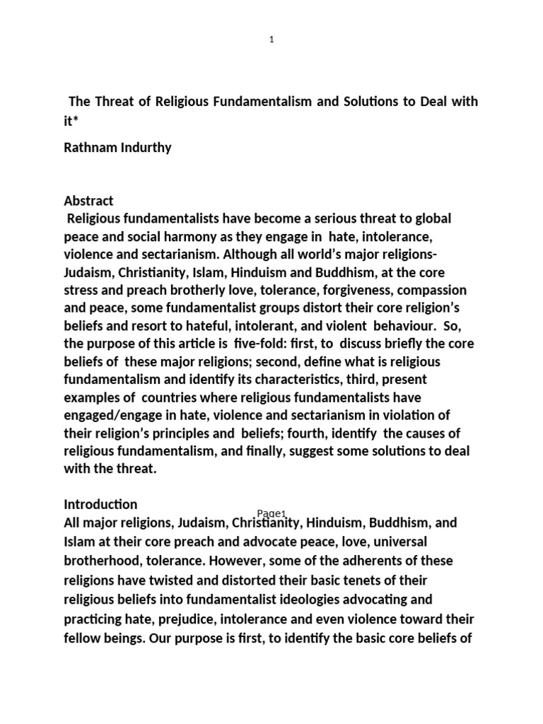 Religion in Fundamentalism | PDF | Israel | World Politics