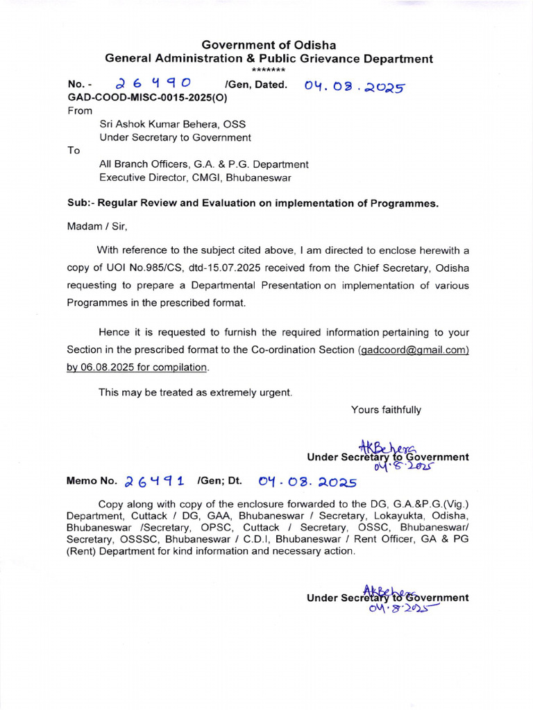 Odisha Secretariat Department Orders | PDF | Governance | Government