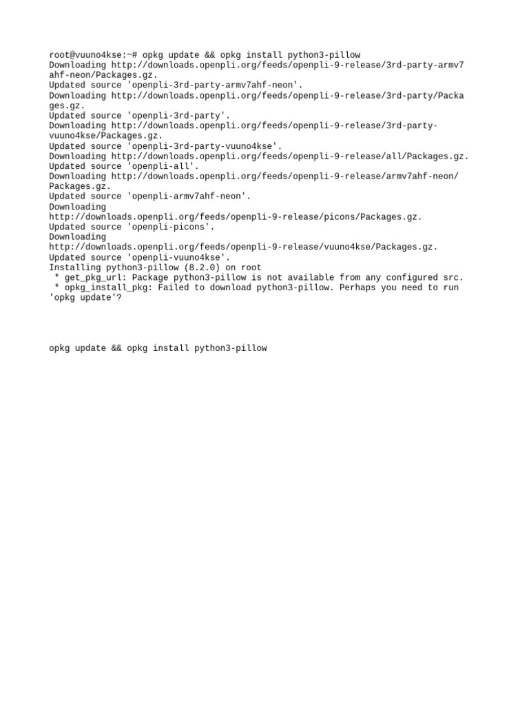 Install Python3-Pillow on Vuuno4kse | PDF
