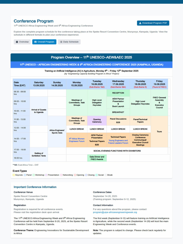 Uipe Africanengineeringweek Program | PDF