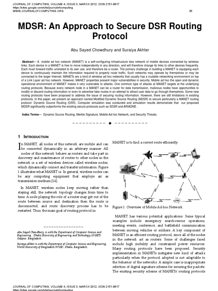 Mdsr An Approach To Secure Dsr Routing Protocol Wireless Ad Hoc Network Computer Network