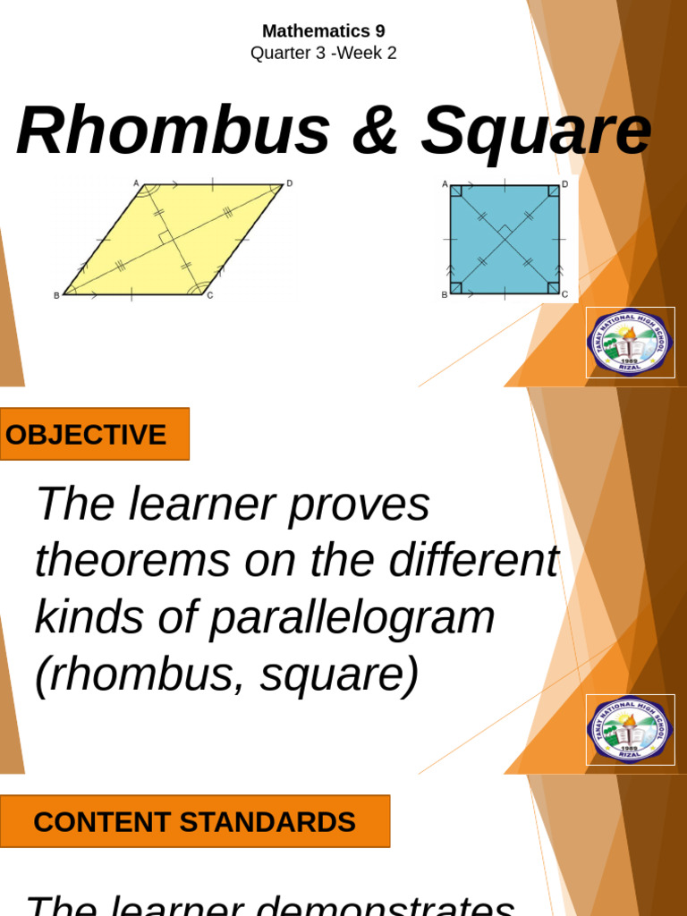 Understanding Rhombus and Square Properties | PDF | Perpendicular ...