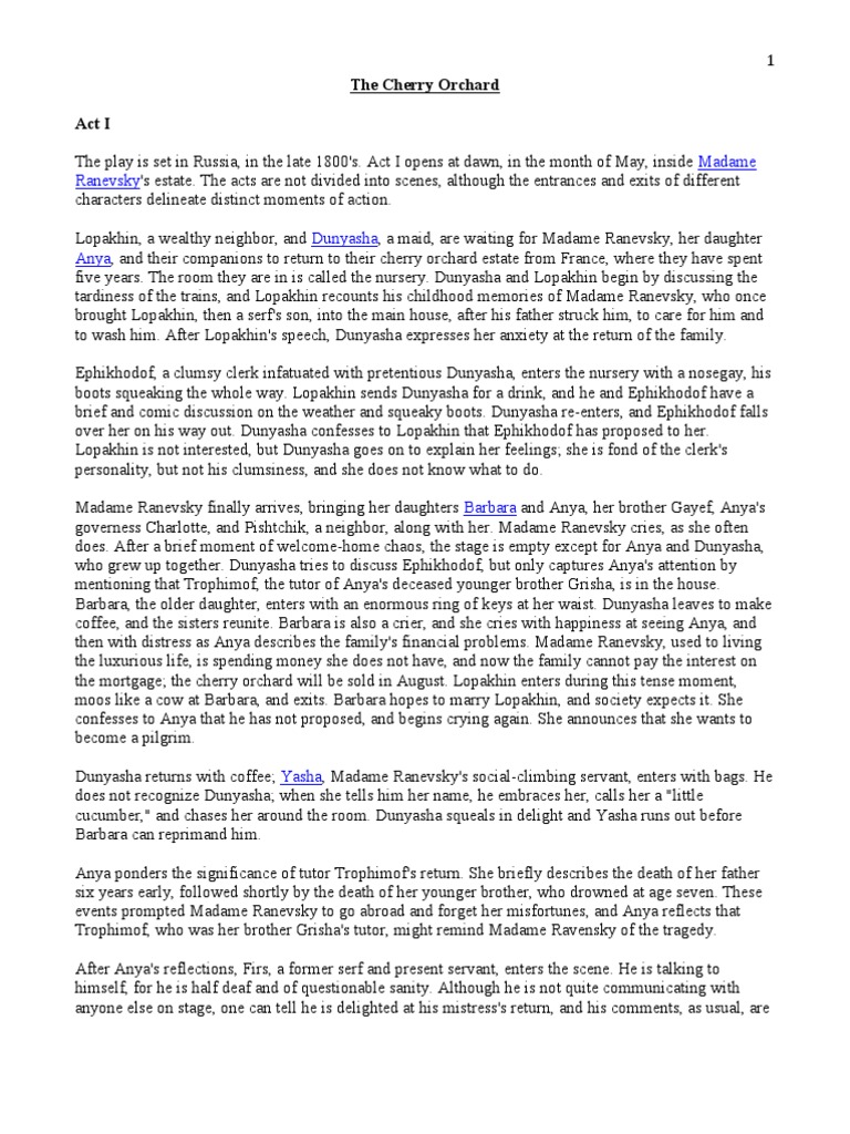 The Cherry Orchard Summaries | PDF