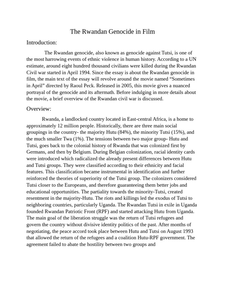 The Rwandan Genocide in Film | PDF