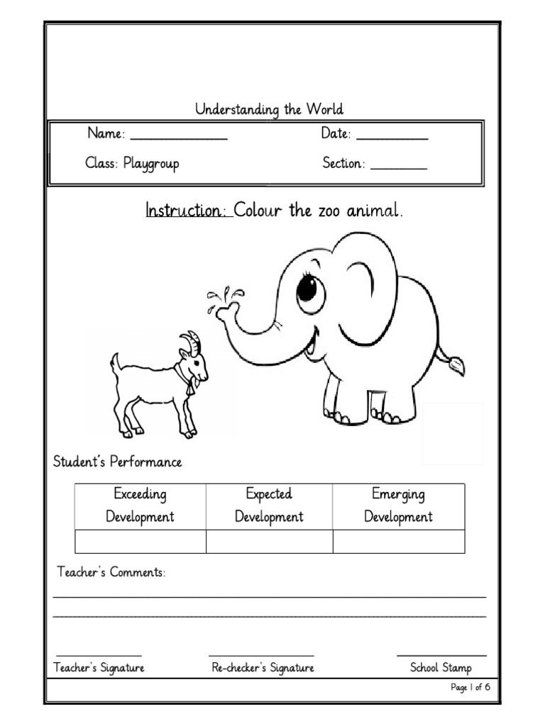 Instruction: Colour The Zoo Animal | PDF