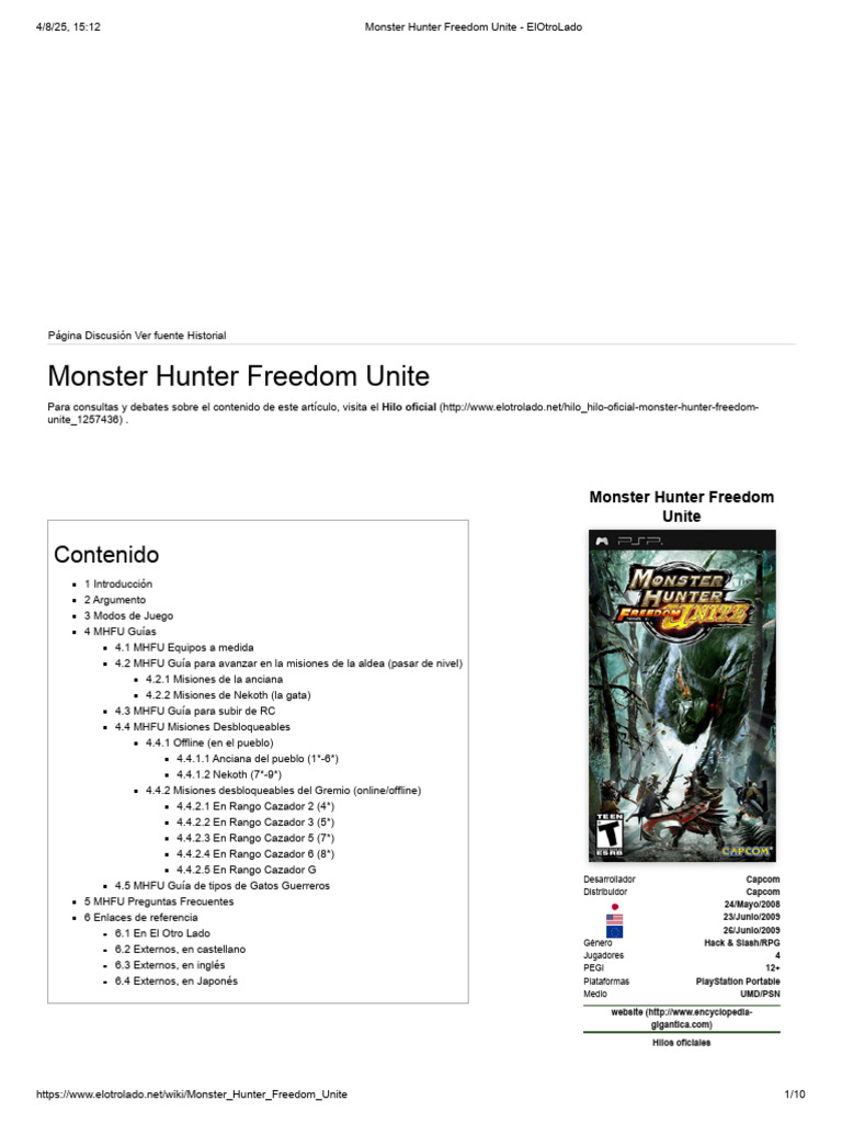 Guía Completa de Monster Hunter Freedom Unite | PDF