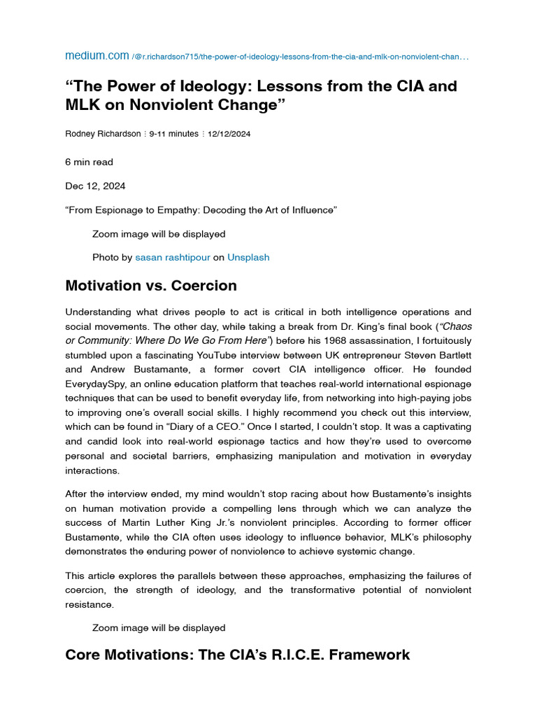 "The Power of Ideology - Lessons From The CIA and MLK On Nonviolent ...