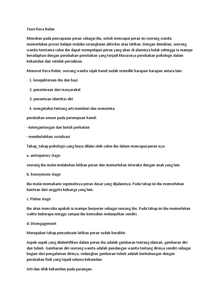 Teori Reva Rubin | PDF | Pengembangan Diri