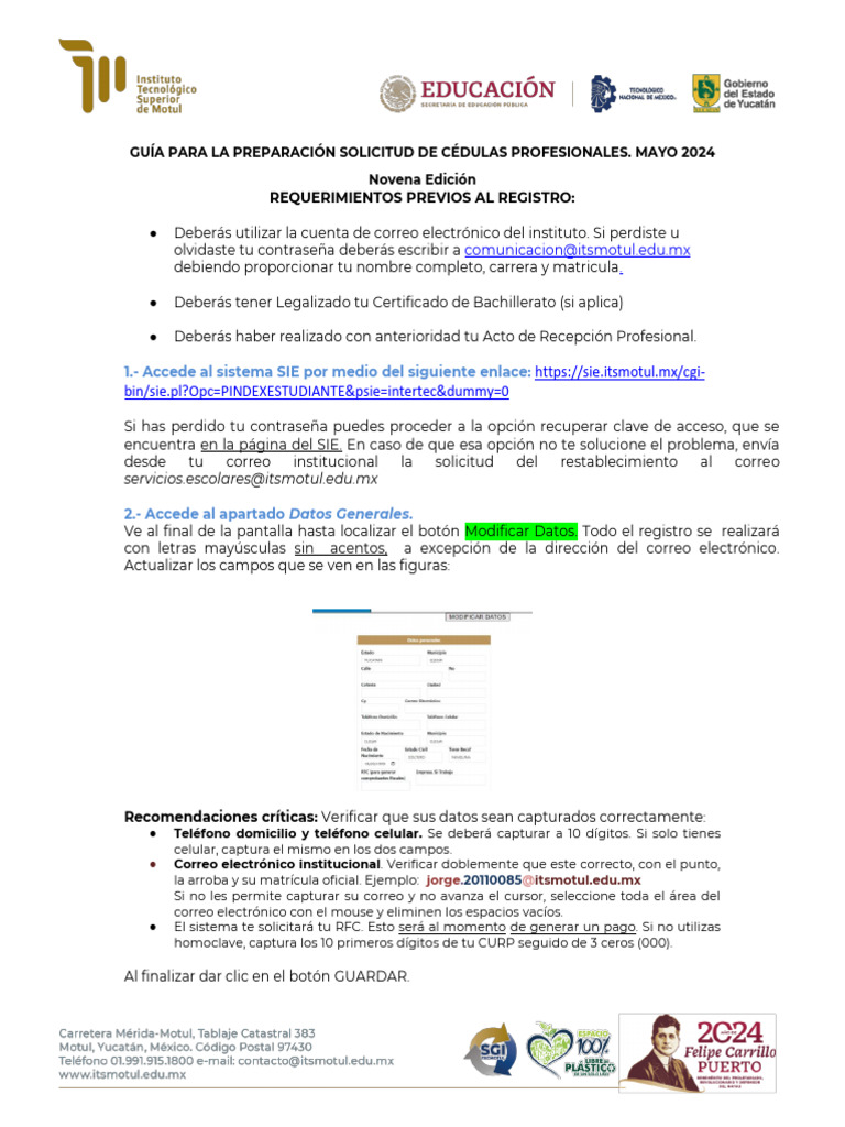 Solicitud de Cédulas Profesionales 2024 | PDF | Certificado de ...