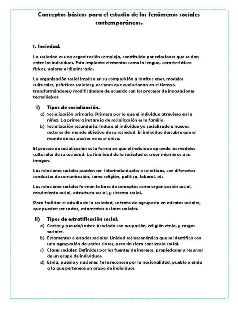 Conceptos Básicos para El Estudio de Los Fenómenos Sociales Contemporáneos | PDF | Sociedad ...