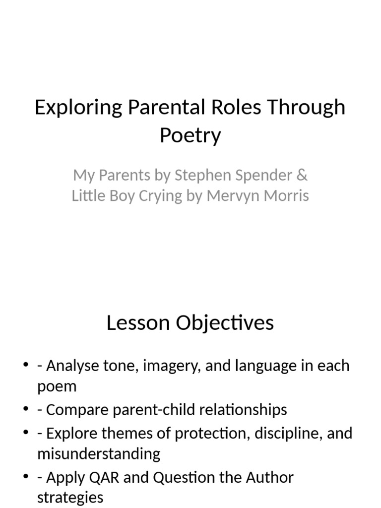 Parental Roles Poetry Presentation | PDF