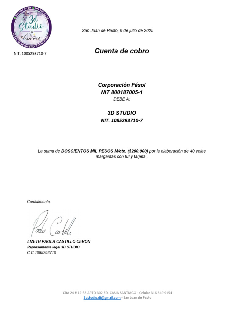 Cuenta de Cobro Fasol | PDF