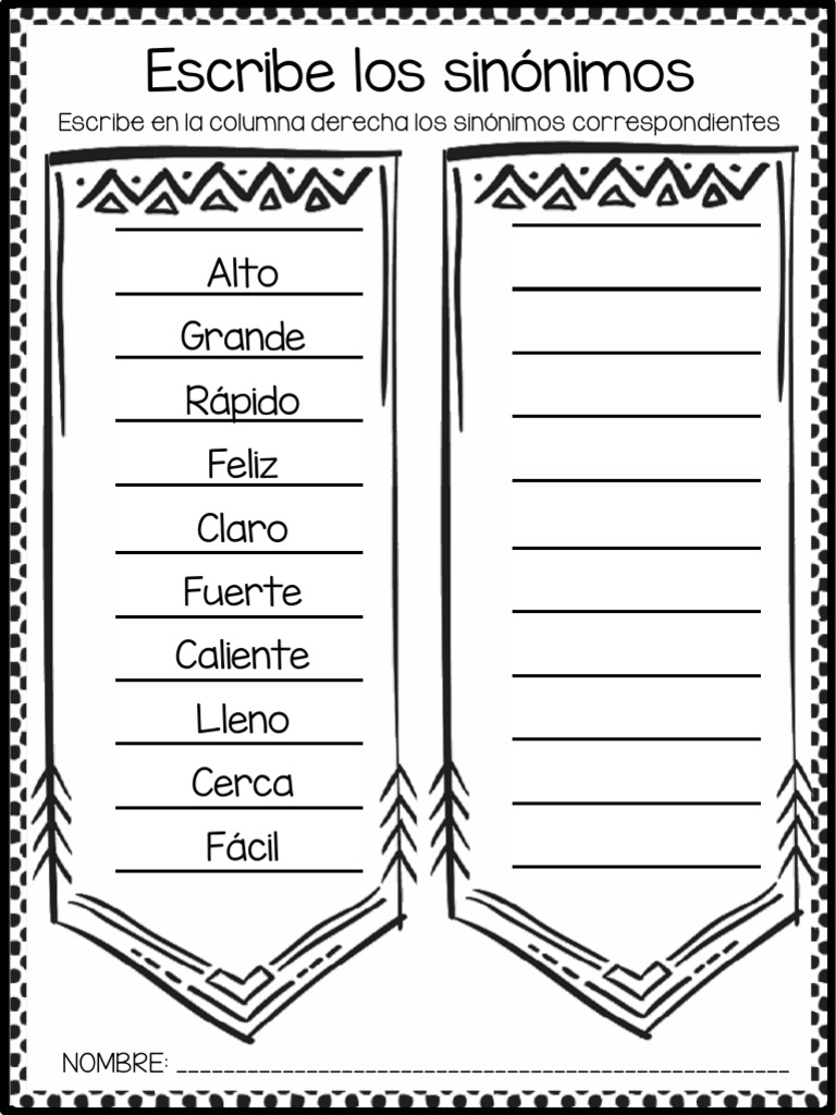 Vamos A Trabajar Los Sinonimos | PDF