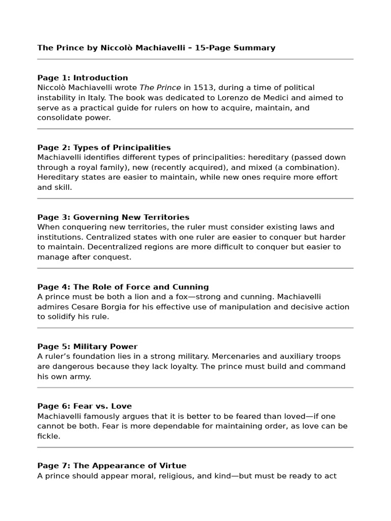 Machiavelli's Guide to Power Dynamics | PDF | The Prince | Niccolò ...
