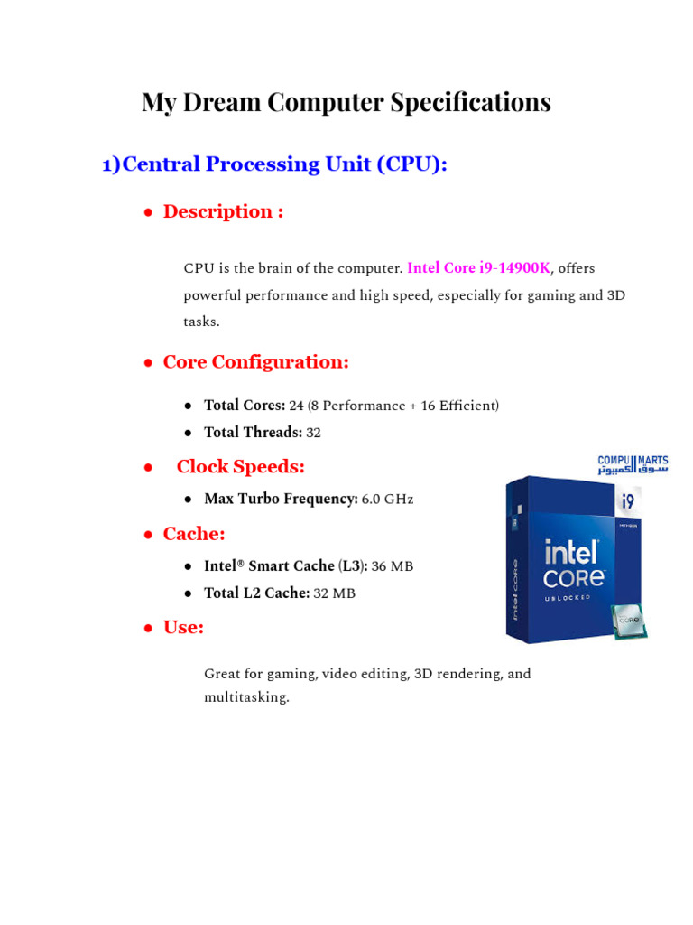 Computer System Specifications (1) | PDF