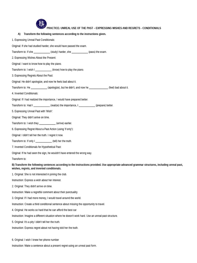 PRACTICE 1 Unreal Past - Conditionals | PDF | Chess Theory | Chess