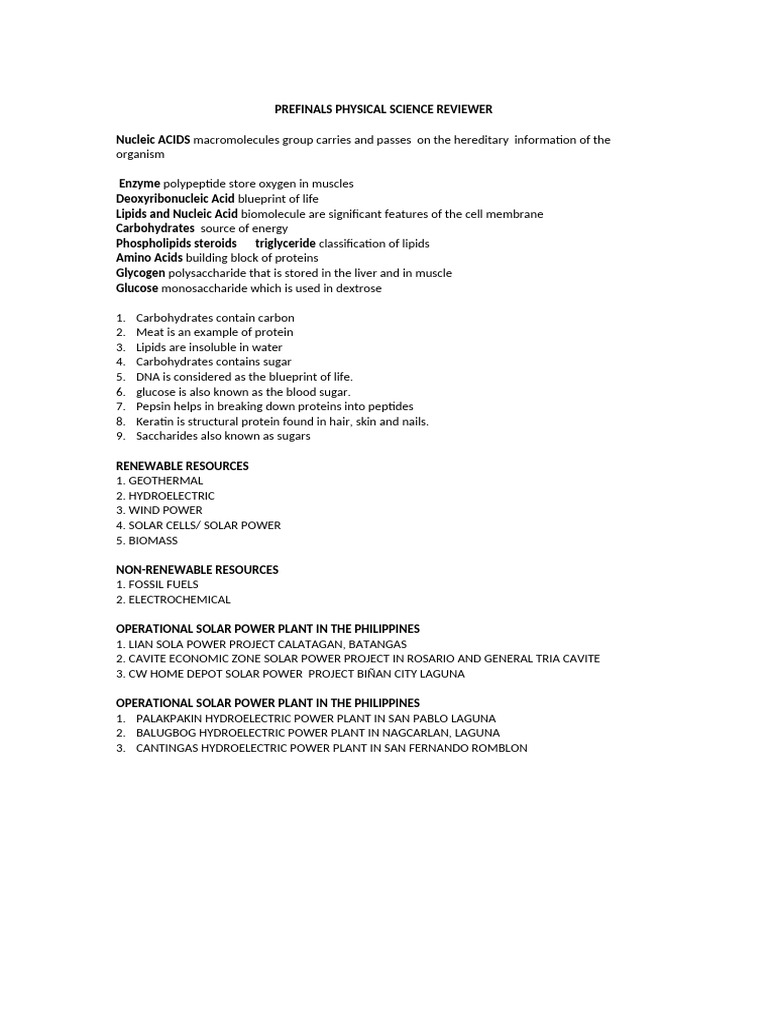 Prefinals Physical Science Reviewer | PDF