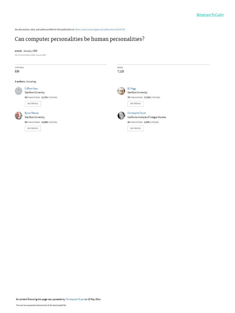 Nasset - Al. Cancomputerpersonalitiesbehumanpersonalities | PDF | Experiment | Cognitive Psychology