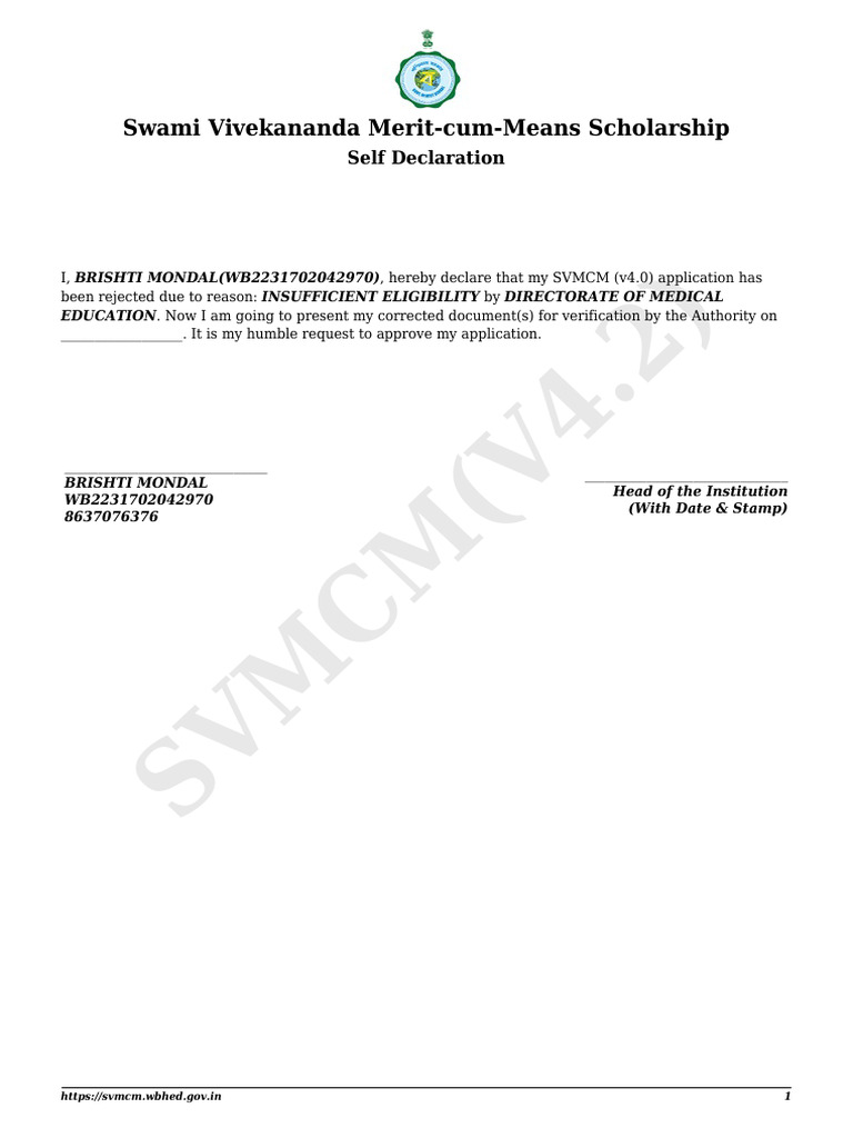 Self Declaration | PDF